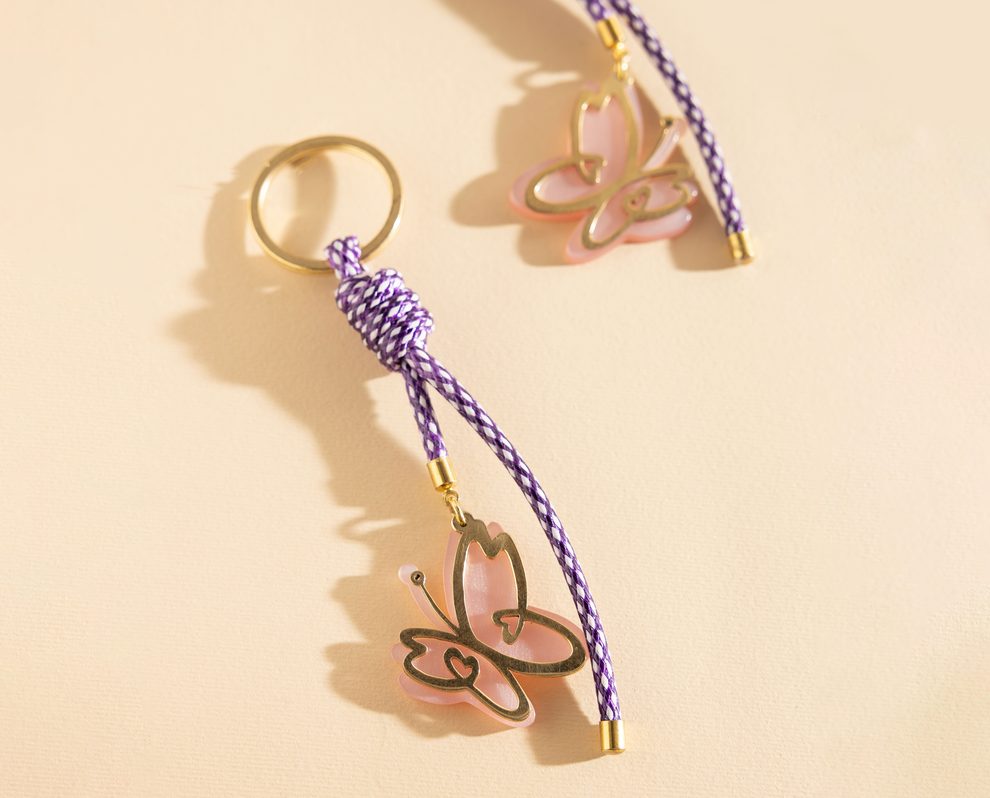 Lilac Flutter Keychain – Hearts & Crafts